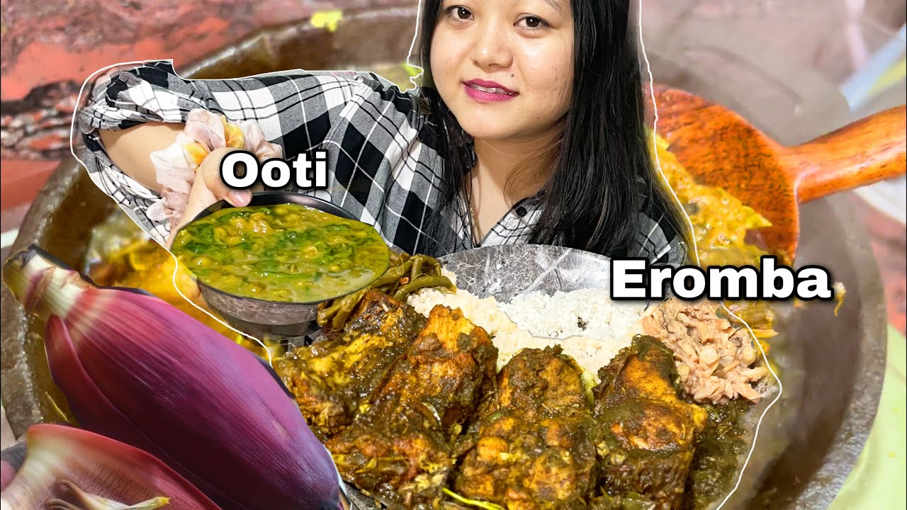 Cooking & eating healthy fish with banana flower curry|| Manipuri Ooti ...