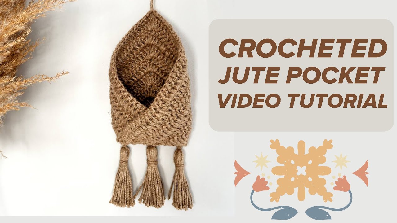 Crocheted jute pocket. Video tutorial. - YouTube