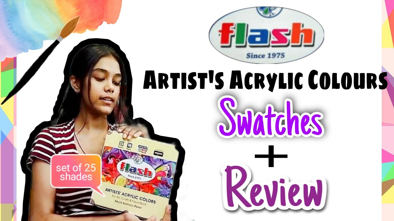 Flash Acrylic Colours(set of 25) Review + Swatches ||Are they worth ...
