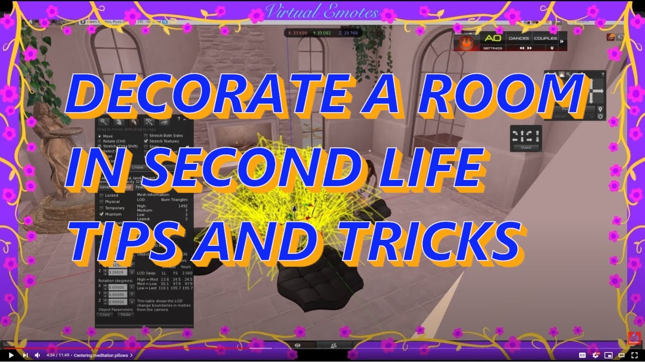 Decorate a Room Scene in Second Life - Tips and Tricks Featuring the ...