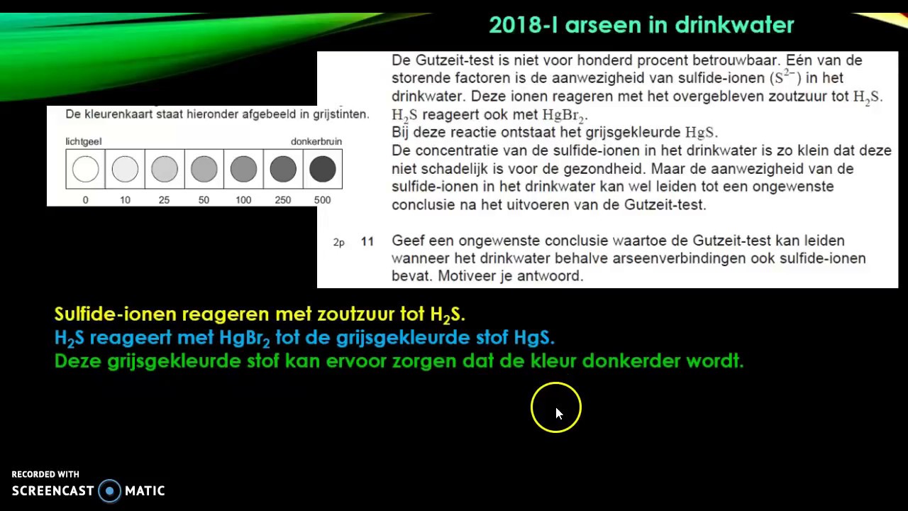 Arseen in drinkwater havo scheikunde examen 2018-I 7 t/m 11 - YouTube
