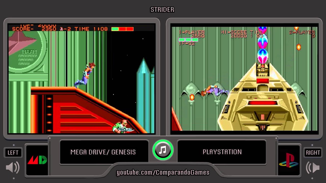 Strider (Sega Genesis vs Playstation) Side by Side Comparison - YouTube