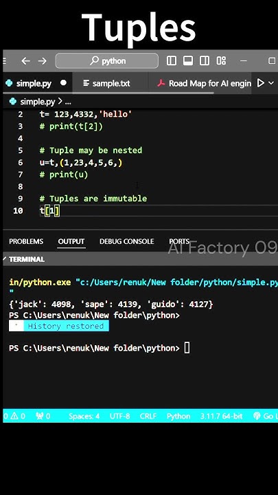 Tuples Shorts Python Ai Datascience Datasets Virlshorts Educational Programming