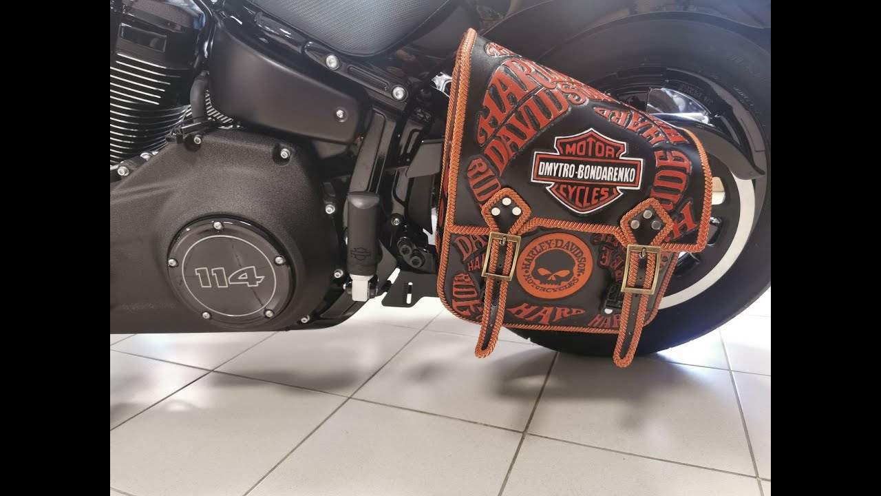 Leather Custom Harley Davidson Bag. Creation - YouTube