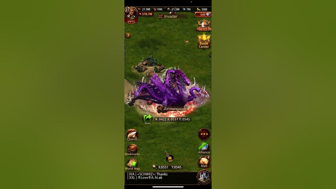 Evony Kings Return Hunting B16 Jormungandr | Evony kings How To Kill Boss Monster 16 - YouTube