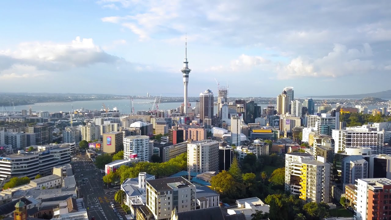 Auckland Sky Tower Aerial Sunny Day 4K - YouTube