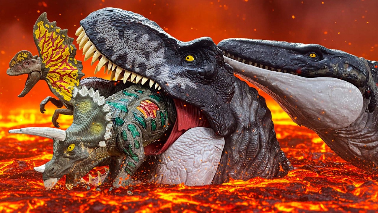 Colossal T-REX vs. MOSASAURUS 💥 SUPERHERO DINOS in Jurassic World ...