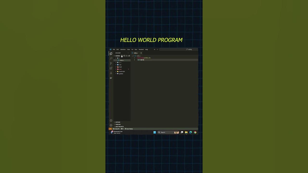 Print "Hello World !" in C Language | First Program in C Language #C #coding #programming # ...