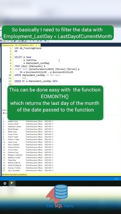 EOMONTH IN #SQL #sqlserver #database #dba #data #dataengineering #dataanalytics #datascience ...