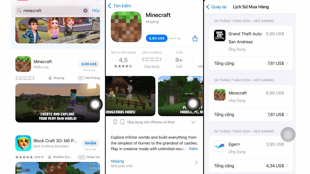 Mua game Minecraft chính thức bản quyền trên iphone tại Appstore - YouTube