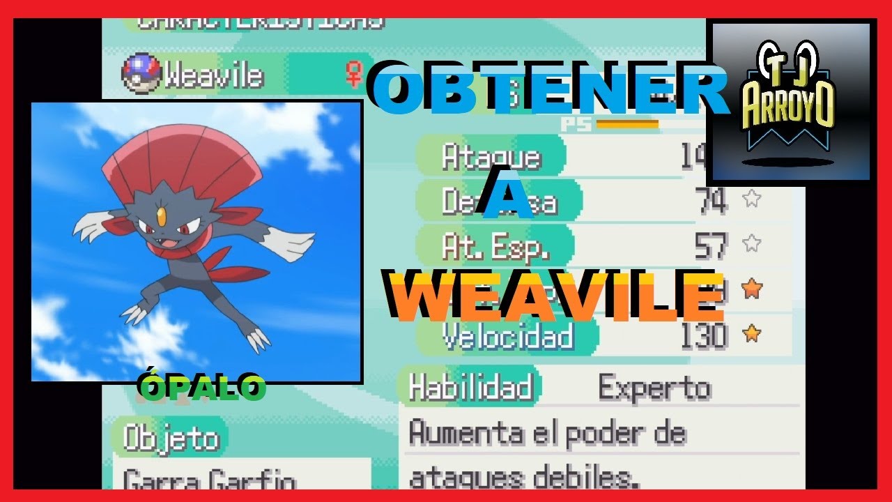 🌘 ¿DÓNDE y cómo conseguir / obtener a WEAVILE Nº 461 en POKÉMON ÓPALO ...