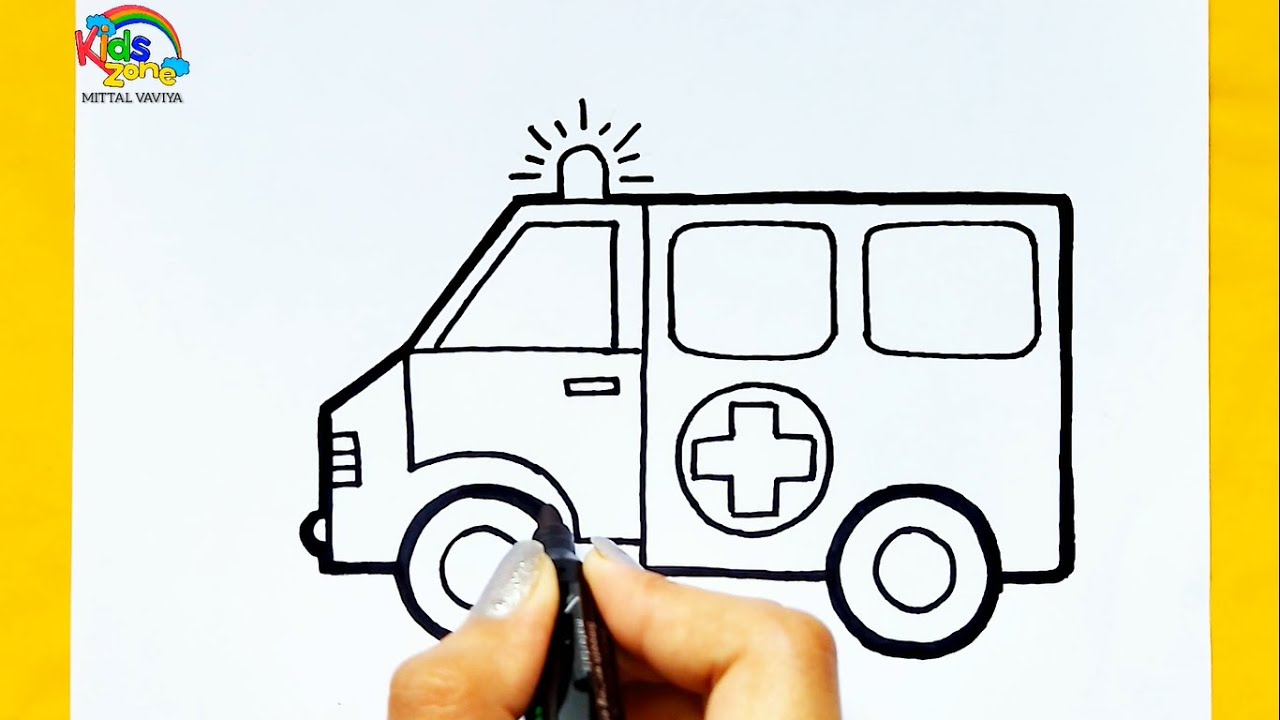 How To Draw Ambulance Drawing Coloring easy for Kids & Toddlers | Learn ...