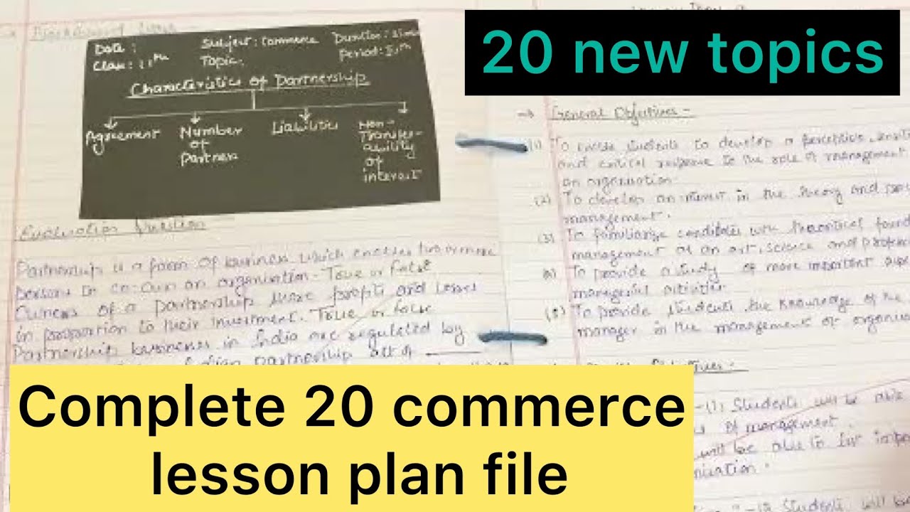 B.ed commerce complete lesson plan file || 20 commerce lesson plan || let’s revise - YouTube