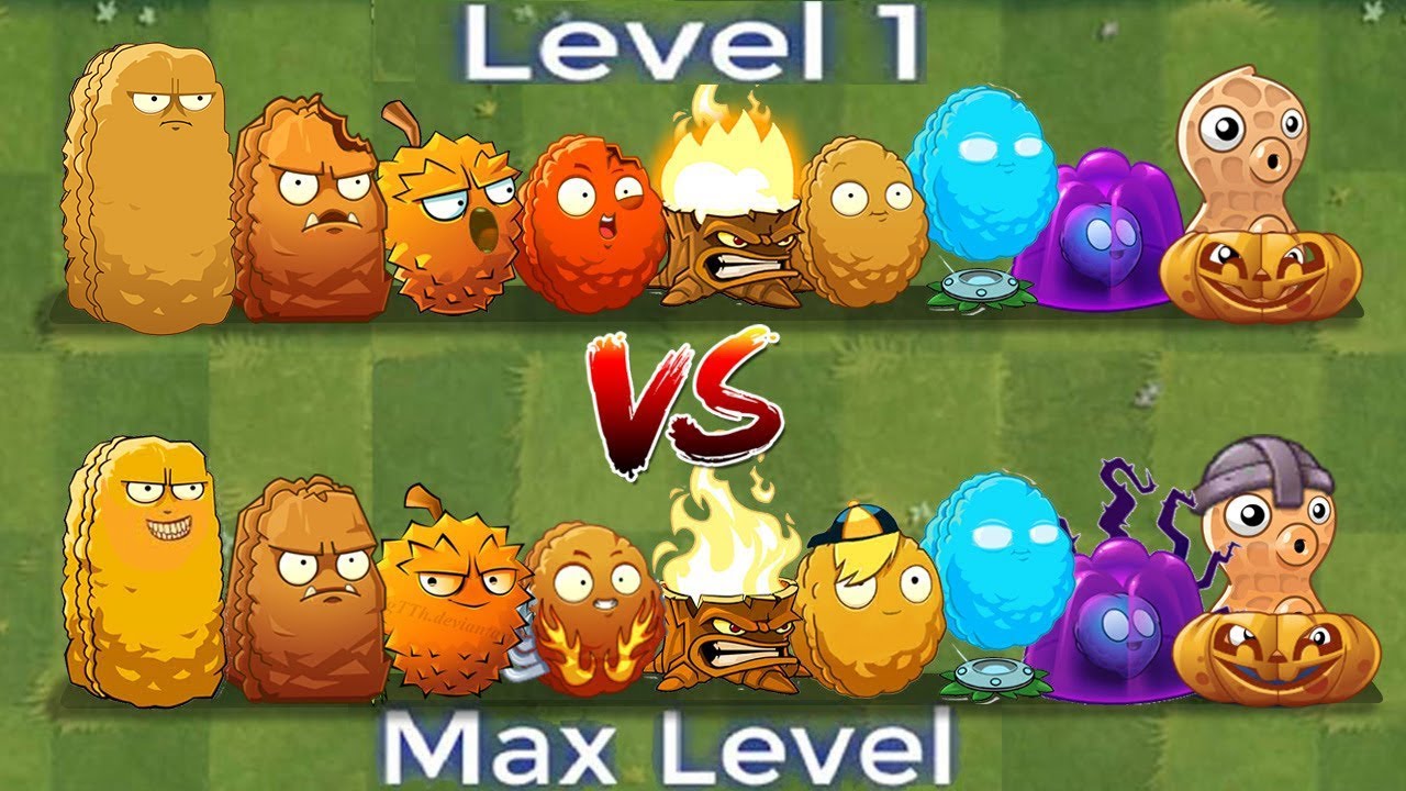 PvZ 2 Plant Vs Plant - Primal Wallnut & All Defense Plants Level 1 Vs ...