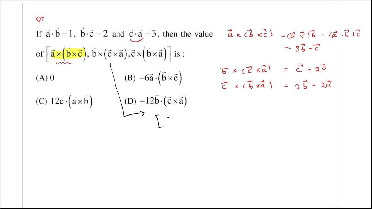 If a.b=1 b.c=2 c.a=3 then the value of [a*(b*c),b*(c*a),c*(a*b)] is - YouTube