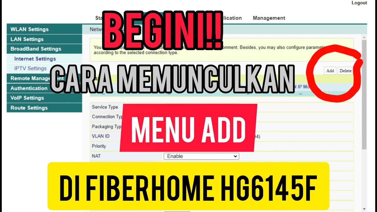 CARA MEMUNCULKAN MENU ADD DI ROUTER FIBERHOME TERBARU - YouTube
