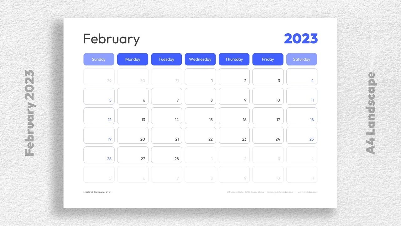 Printable Feb 2023 Calendar Template Free Download - YouTube