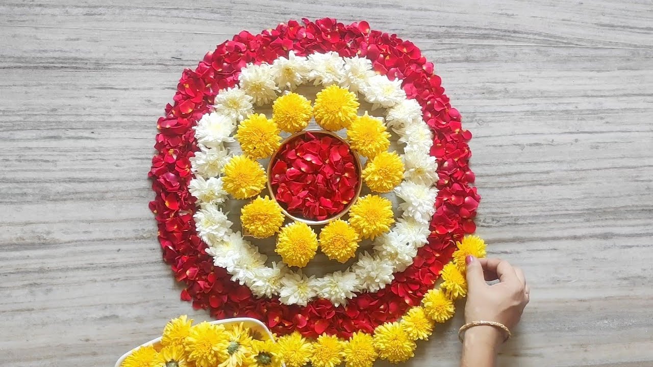 2 Simple Diwali flower rangoli designs || Diwali decoration ideas ...