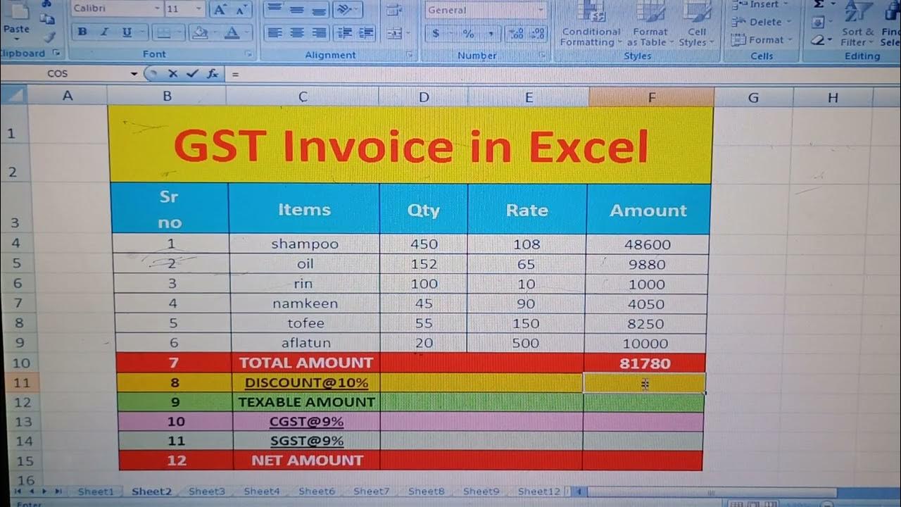 GST calculation karna sikhe 😱 how to calculate GST) Excel video ) - YouTube