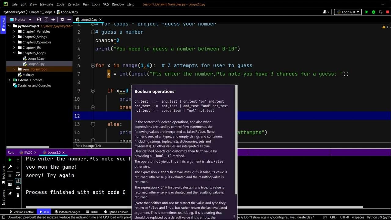 Learn Python - Chapter3 - Lecture 25 - Guess a Number Project-Loops - YouTube