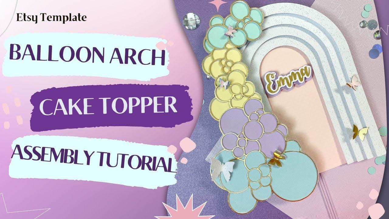 Arch with Balloon Garland Cake Topper, Rainbow Cake Topper Assembly ...