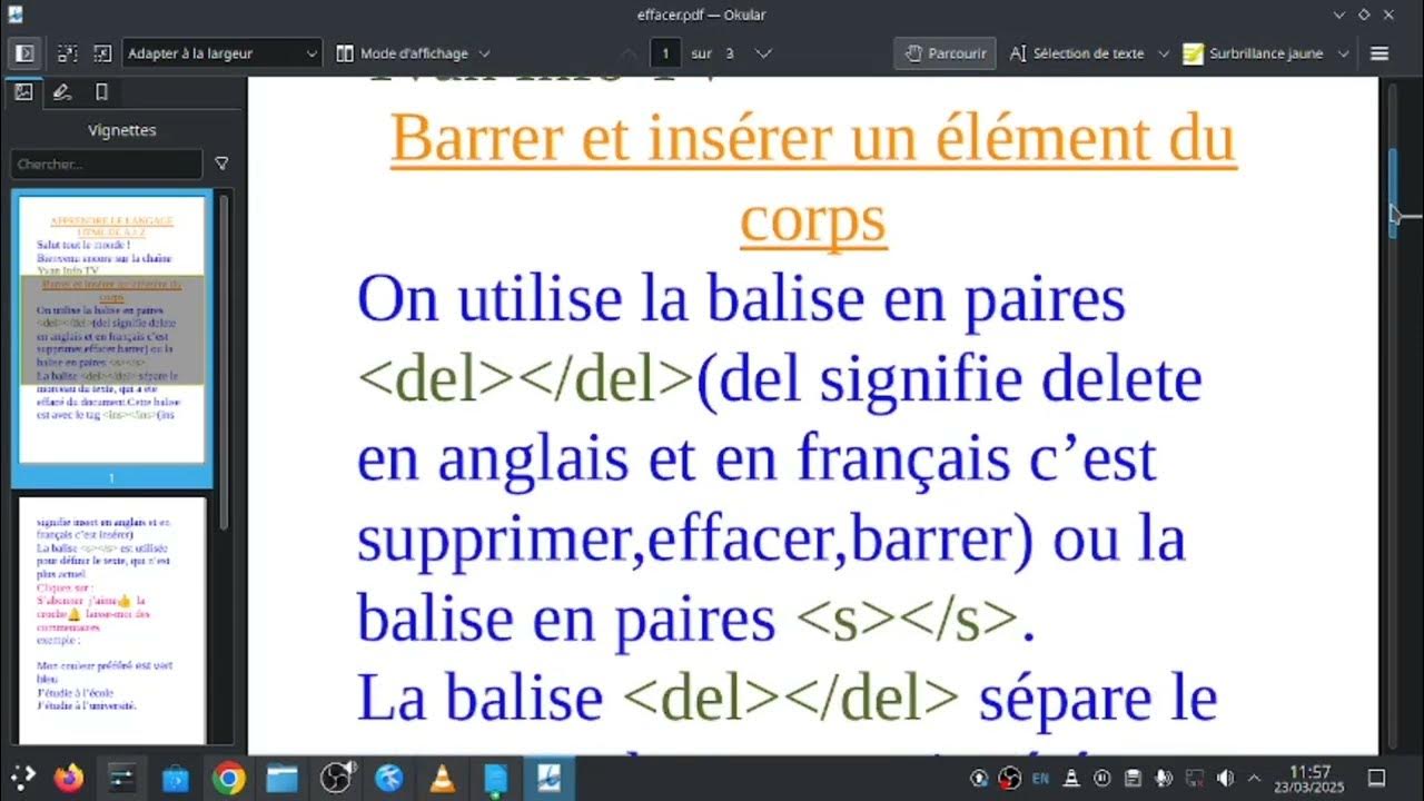 Apprendre à coder en Html de A à Z : Texte Barré et inséré - YouTube