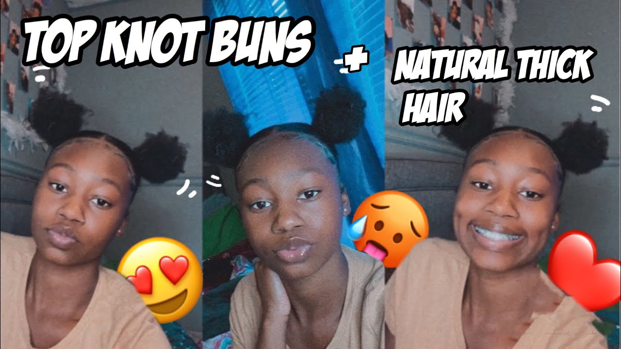 Two top knot buns on 4c hair ! - YouTube