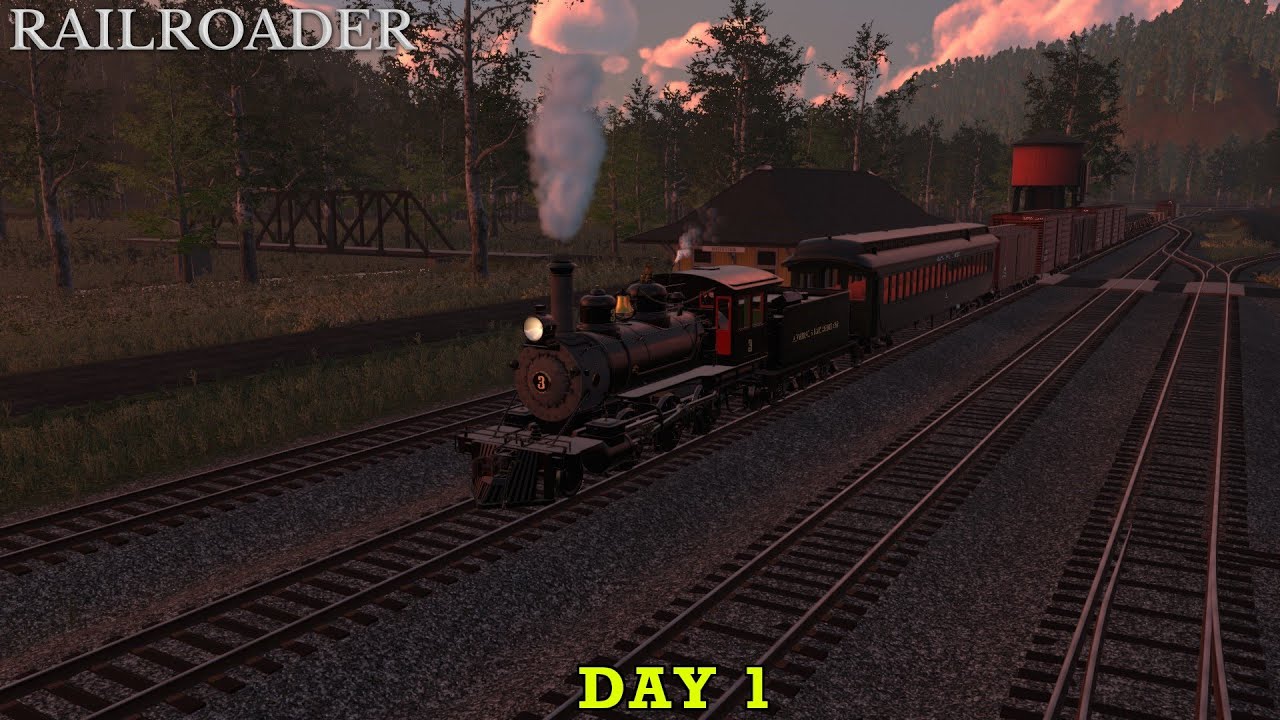 Railroader: Day 1 [Loading skeleton cars, Ela bridge phase 1] - YouTube
