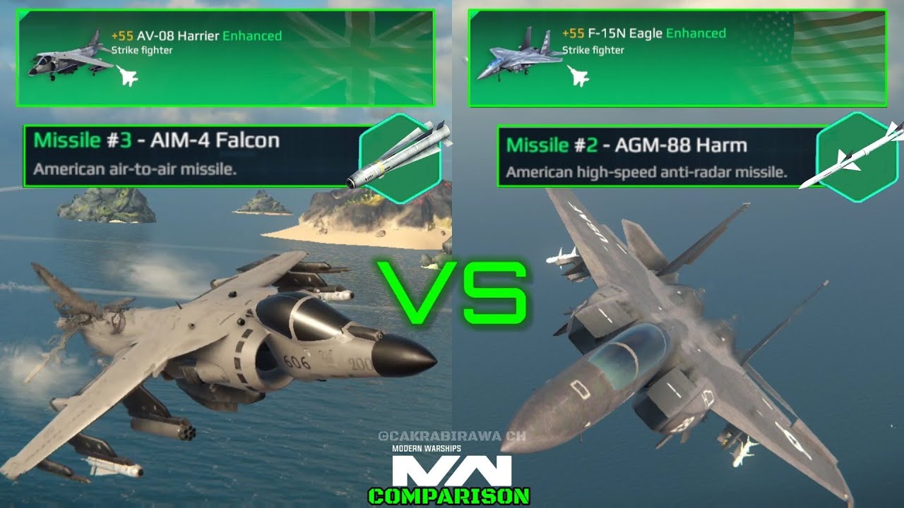 F-15N Eagle VS AV-08 Harrier | Strike Fighter Comparison | Modern ...