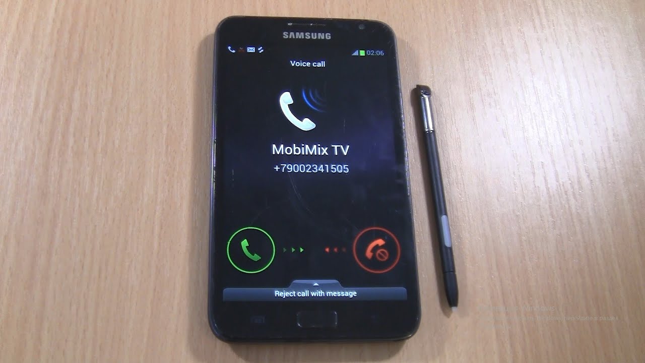 Samsung Galaxy Note 1 Incoming call with stylus - YouTube
