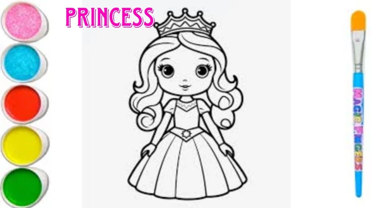 Draw A cute princess drawing, Princess drawing for kids, Toddlers video ...