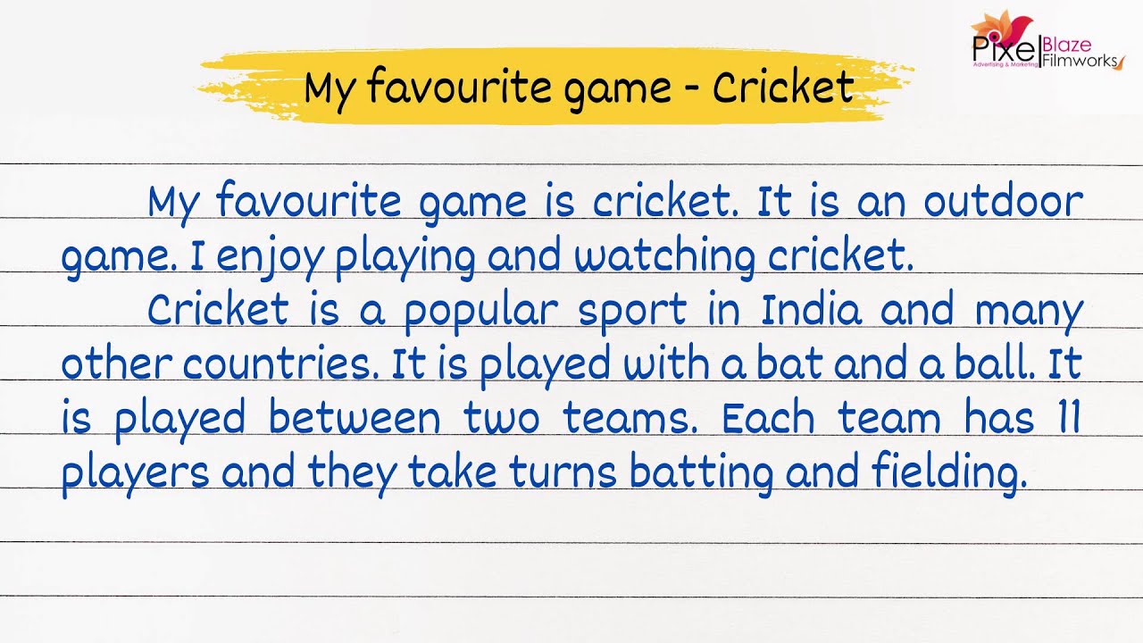 My Favourite Game - Cricket Simple English Essay | English Essay Writing - Crikcet Game - YouTube