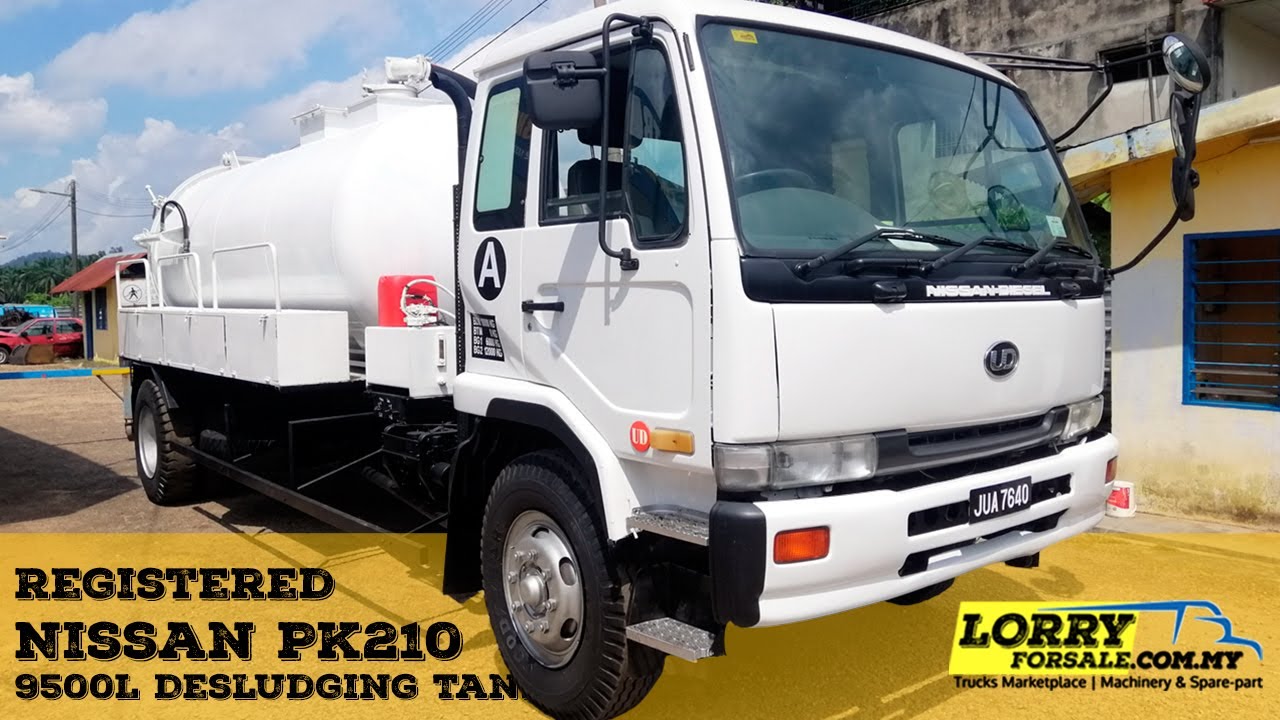 Nissan PK210 c/w 9500L Desludging Tank BDM18,000kg - YouTube