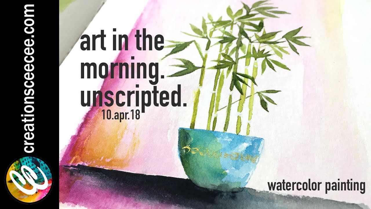 how to paint a bamboo plant with watercolor - YouTube