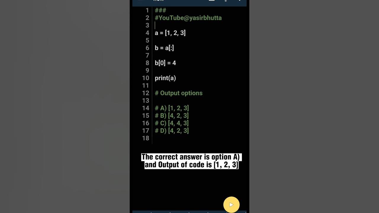Python Quiz 34 Can You Guess The Output Of This Python Code List Quiz Yasirbhutta Youtube