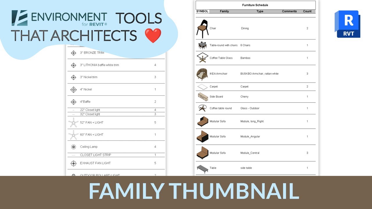 Family Thumbnails | Revit Tools That Architects ️ by Environment for Revit® - YouTube