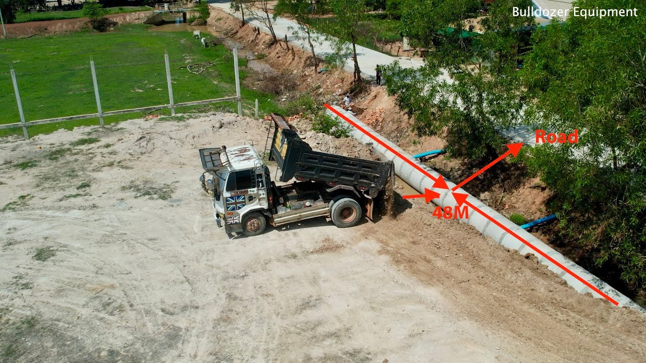 New Project Video pouring soil clearing sewer next to The 15-meter Road ...