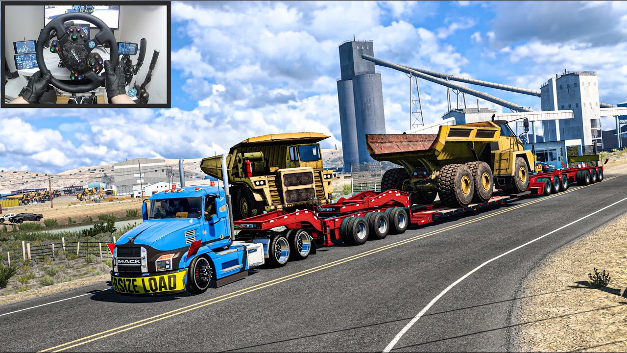 Hauling a Massive Articulated Hauler on a Special Transport Trailer ...