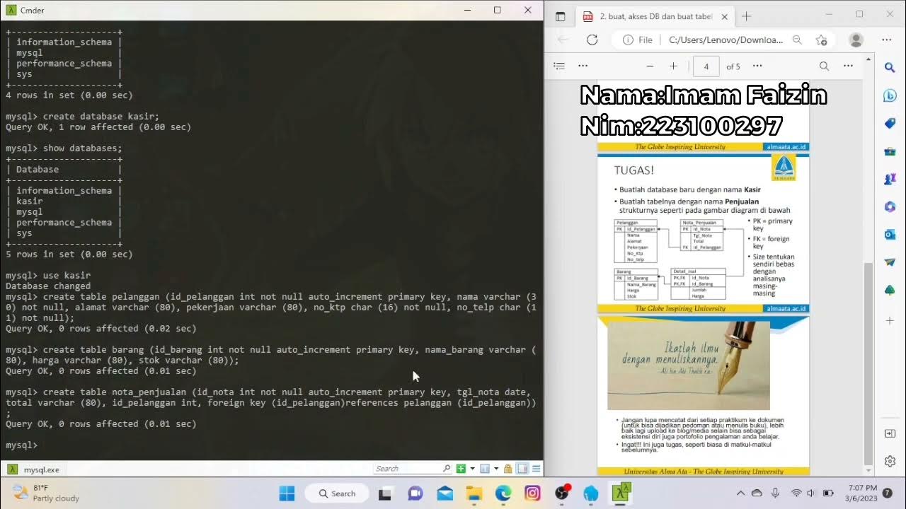 Tugas Basis Data ( Create DB & Table, Struktur Table ) Praktikum 2 - YouTube
