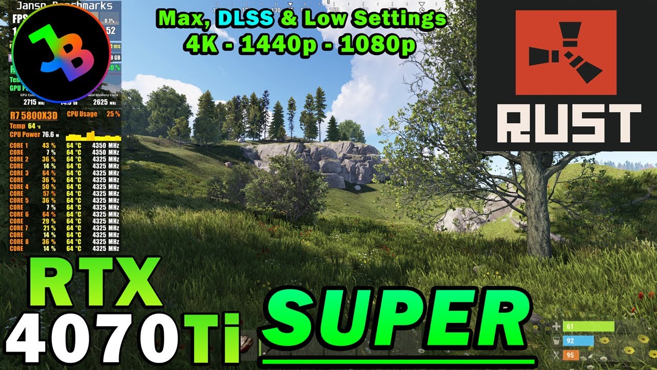 RUST 2024 | RTX 4070 Ti Super | Ryzen 7 5800X3D | 4K - 1440p - 1080p ...