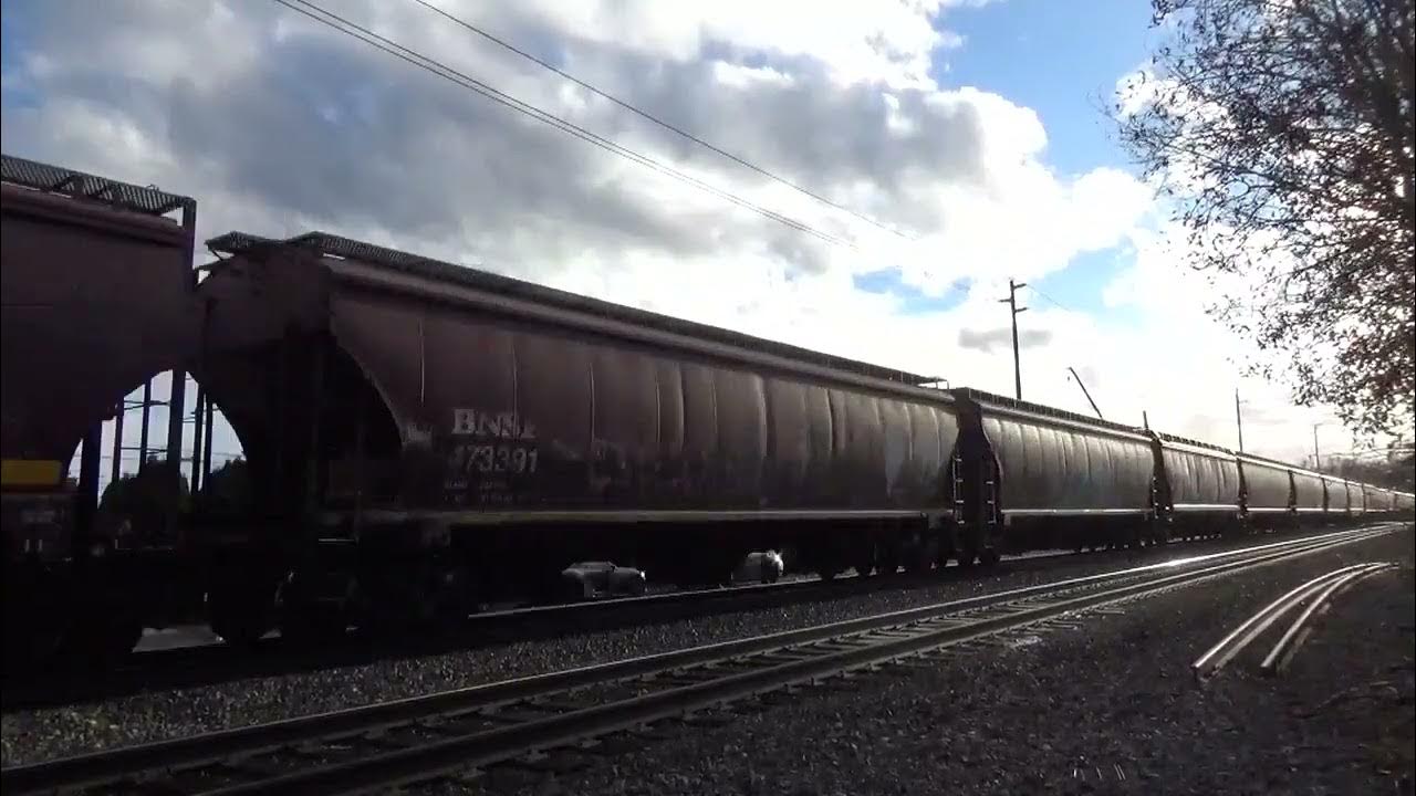 (Northbound) BNSF Empty Grain Train passes through the Main Street Railroad Crossing. (Sumner ...