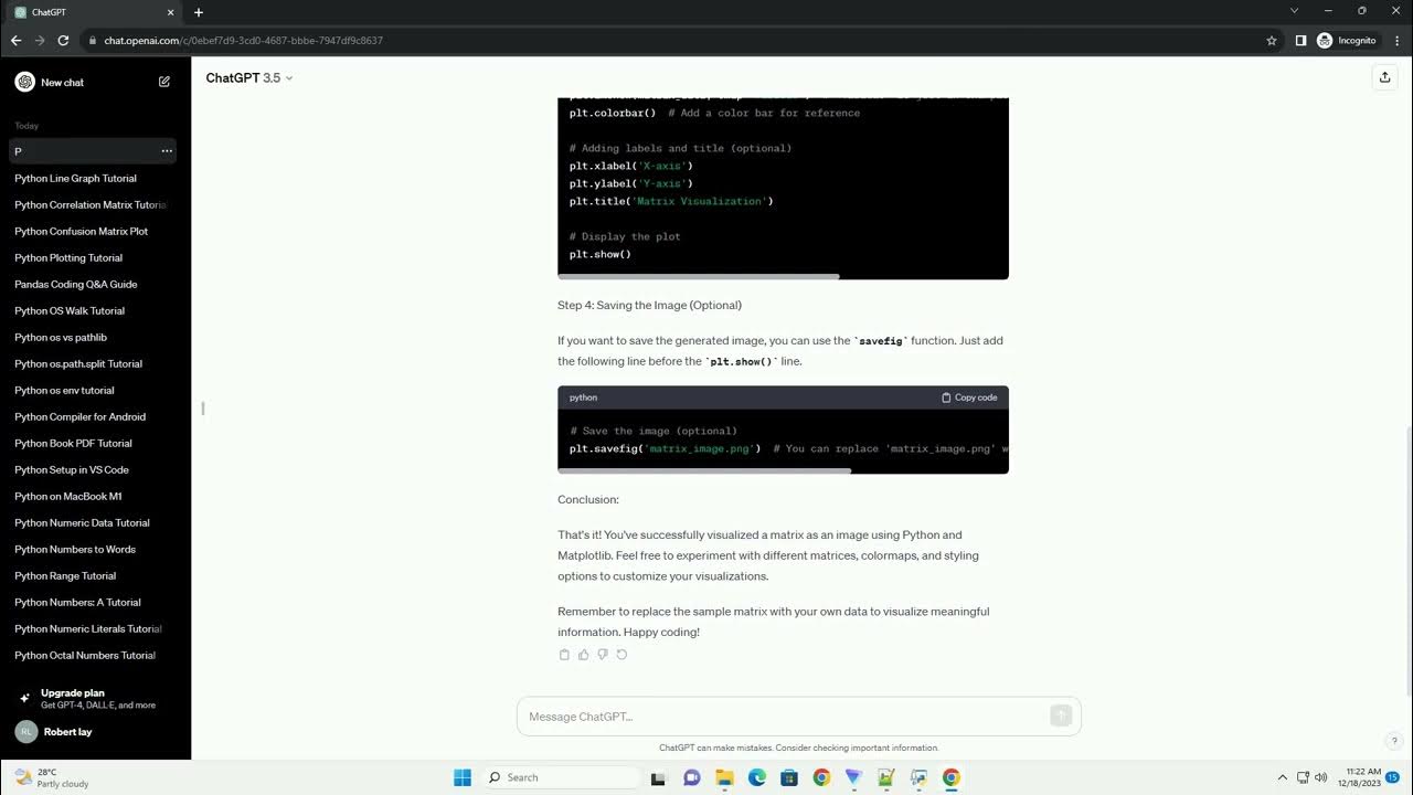 python plot matrix as image - YouTube