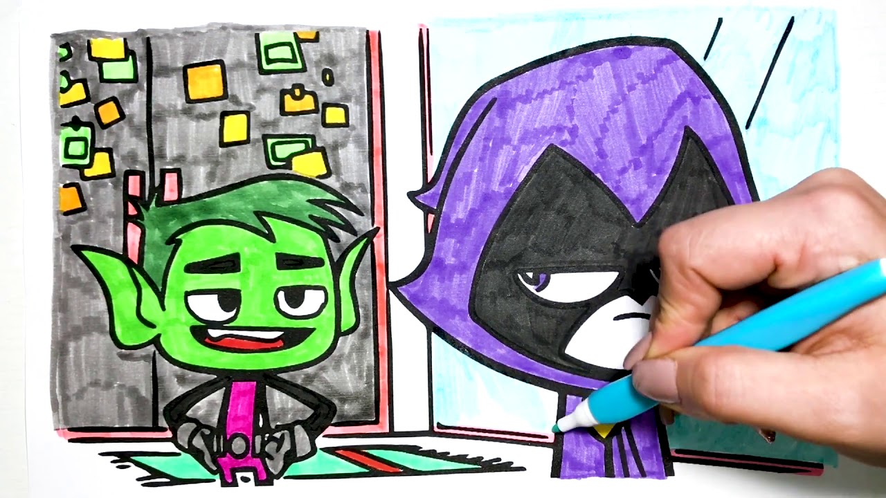 Teen Titans go, Corvina & Bibi, Raven & BB coloring pages for kids 0003 ...