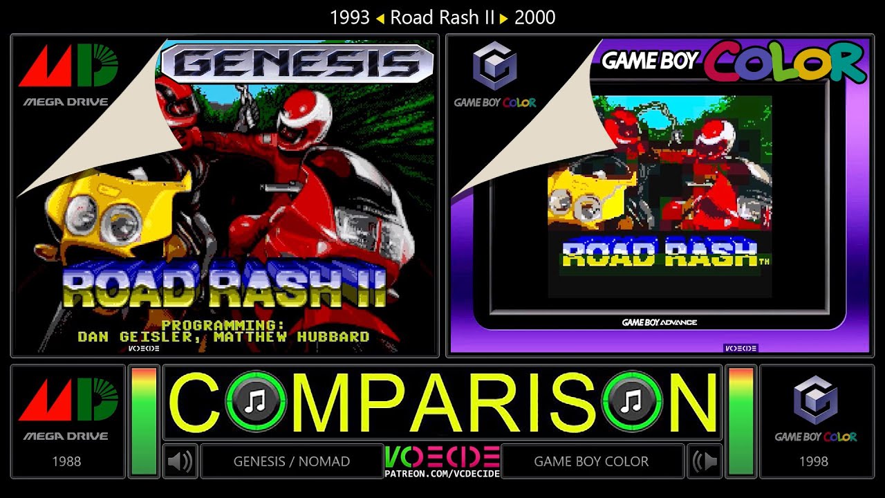 Road Rash II (Sega Genesis vs Game Boy Color) Side by Side Comparison ...