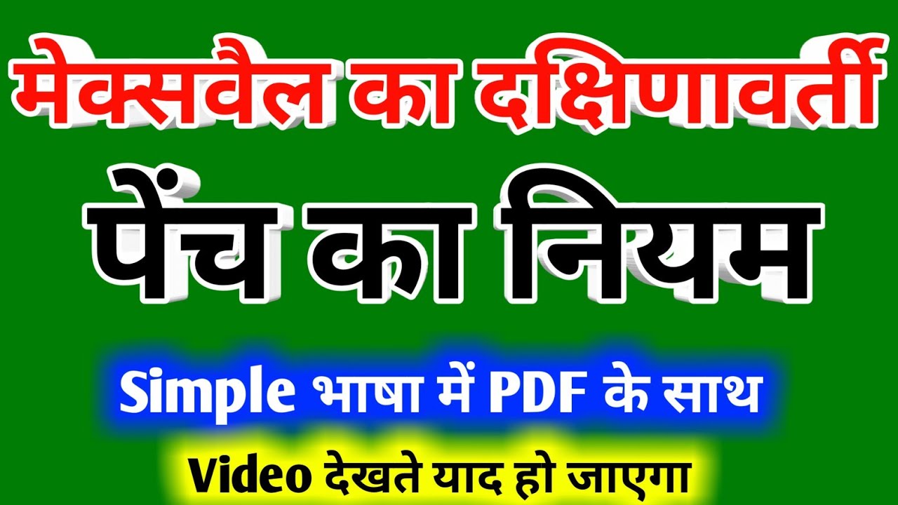 Maxwell's right handed screw rule (मैक्सवैल का दक्षिणावर्ती पेंच का ...