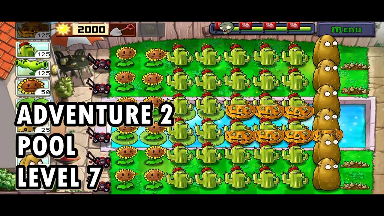 PvZ ADVENTURE 2 (POOL) LEVEL 7 - YouTube