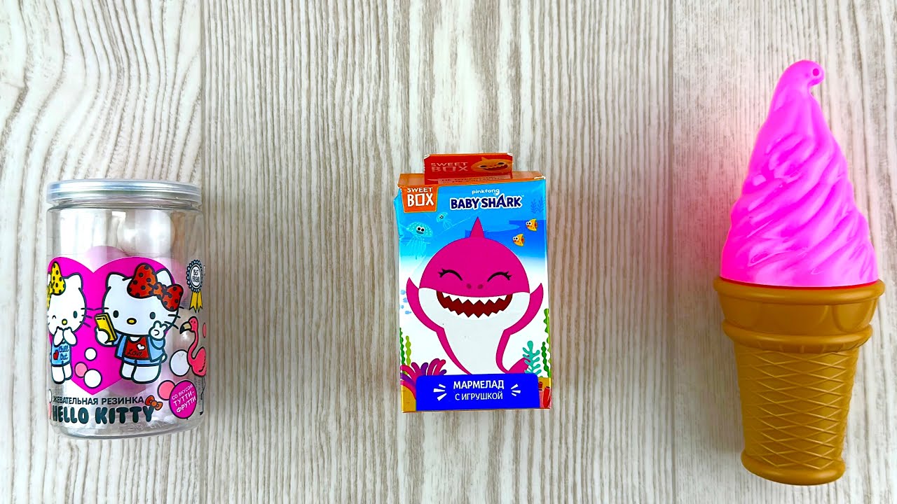 Pink Baby Shark, Hello Kitty & Ice Cream Toy – Cute Candy Set! - YouTube