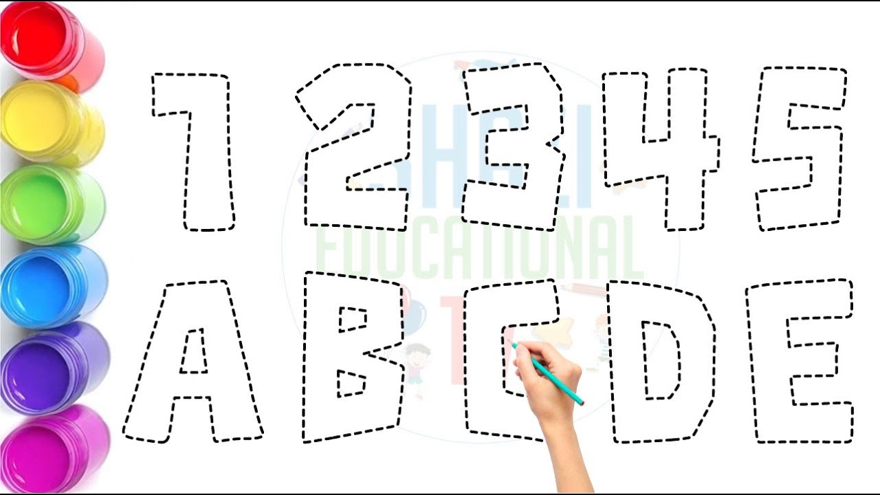 How to Draw and Paint Alphabet Letters 12345 - ABCDE with glitter for ...