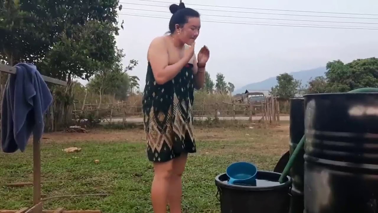 Beautiful girl bathing in the forest Beautiful nature - YouTube