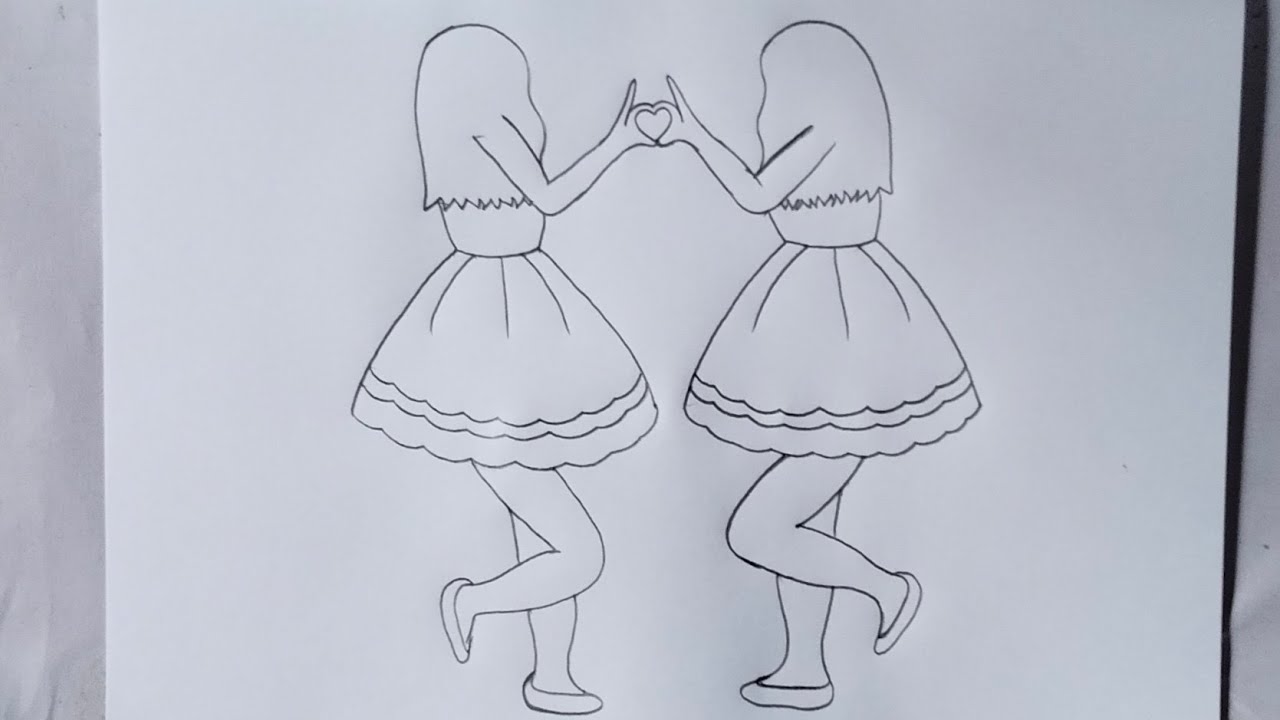 Two best friend love ️ drawing / bff drawing / how to draw friendship ...